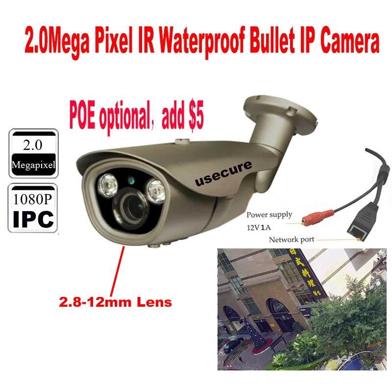 2MP Zoom Varifocal 2.8 12mm Lens Full HD 1080P POE IP Camera Onvif ...