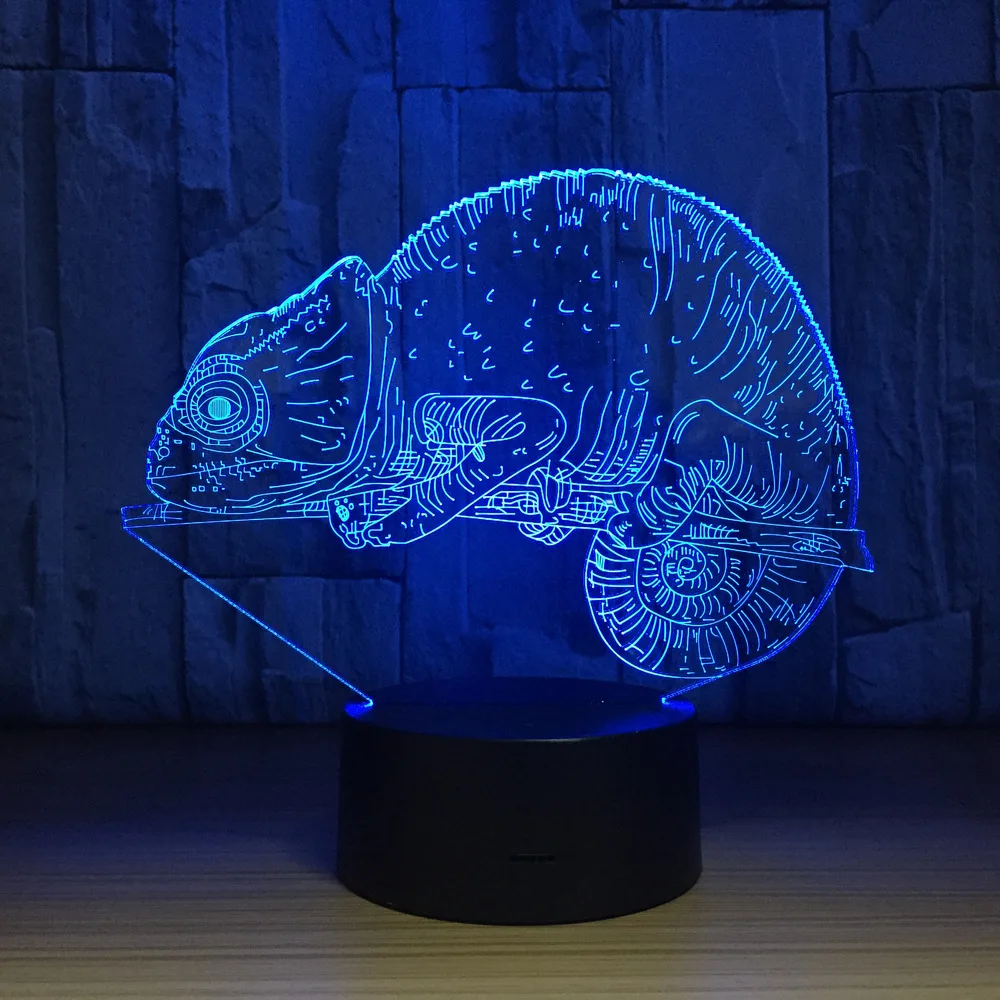 Chameleon 3D Lamp Lizard Table Lamp 7 Colors LED Remote Touch 3D ...