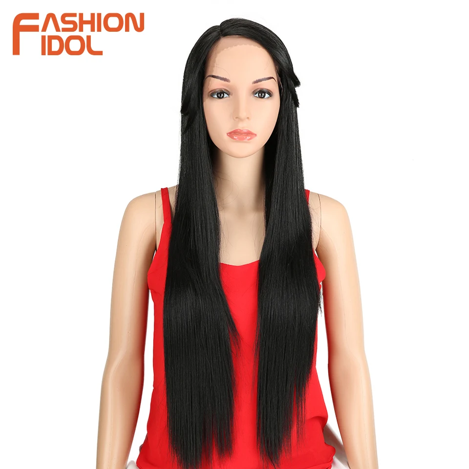 Moda IDOL pelo liso suave largo 32 pulgadas Glod negro L rojo del ...