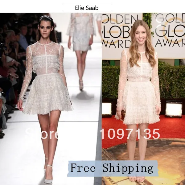 Taissa Farmiga Elie Saab New Fashion 2014 A Line Sweet Full Sleeves ...