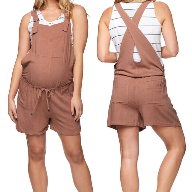 Casual Stretch Sleeveless Maternity Romper