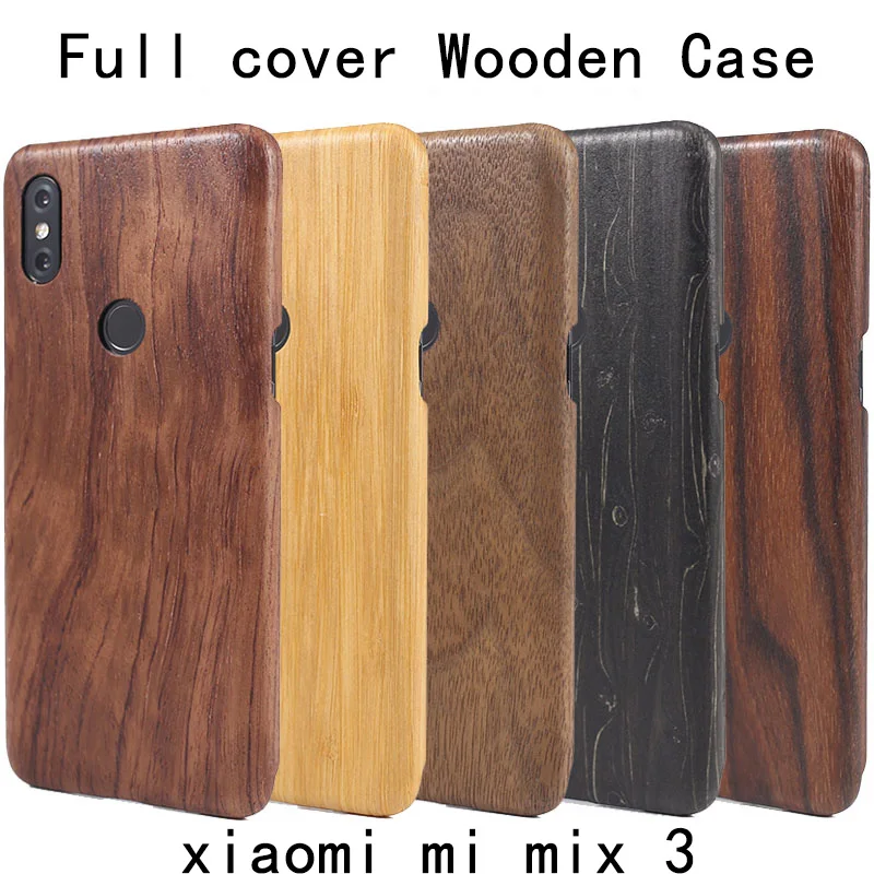 Natural Wooden Bamboo Case For Xiaomi Mi Mix 3 Mix3 Wood Latte Case ...