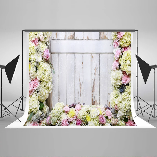 Kate 7x5 Backdrop Photography Cotton Wooden Floor Colourful Flower ...