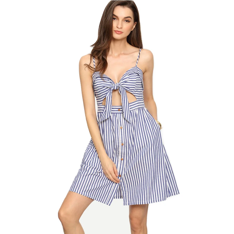 Sexy Striped Women Summer Dress 2018 Party Dress Strapless Neck Bow