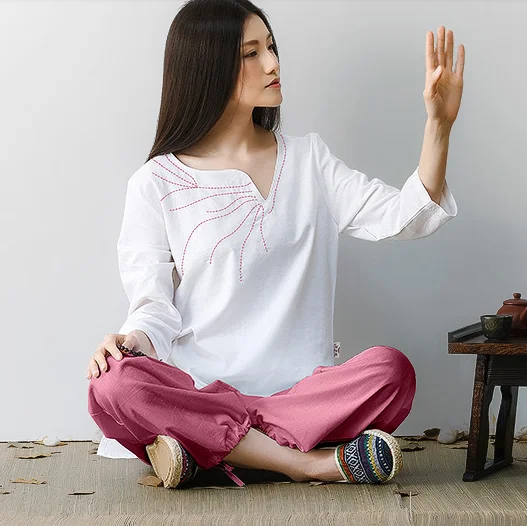 High Quality Yoga Loose Set Cotton Fluid Systems Linen Fitness Golf Gym ...