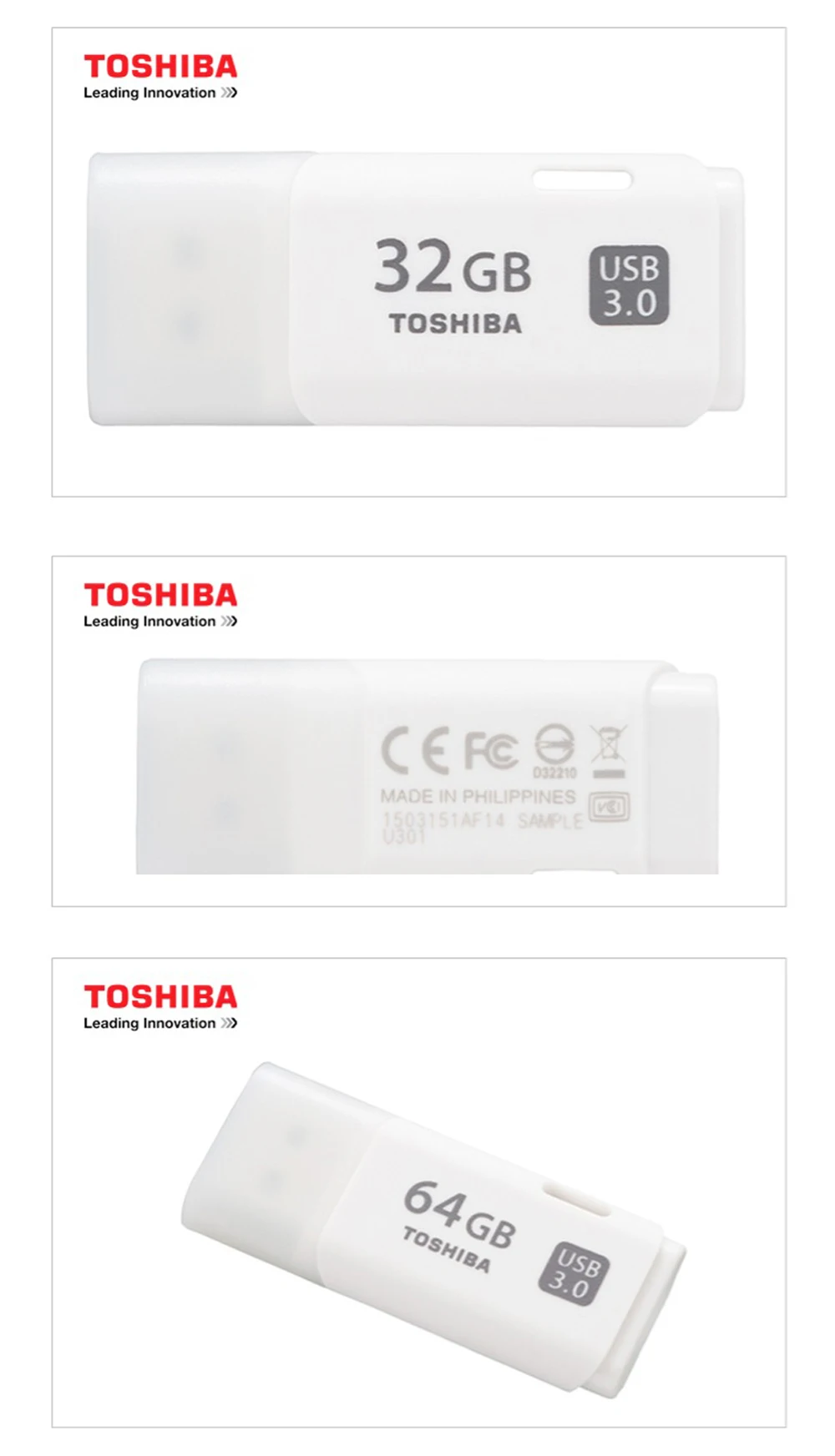 TOSHIBA U301 USB3.0 флеш-накопитель 64 ГБ 32 ГБ флеш-накопитель Флешка водонепроницаемый пластик ...