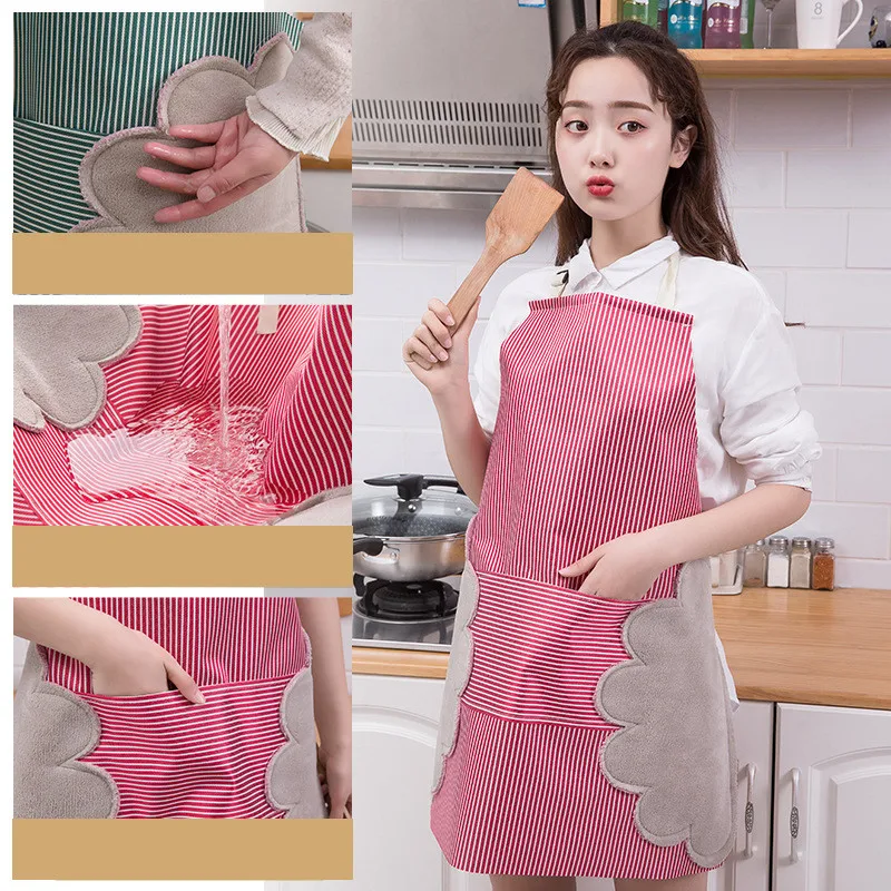 Home adjustable Wipe hands apron fashion cooking kitchen oil proof gown ...
