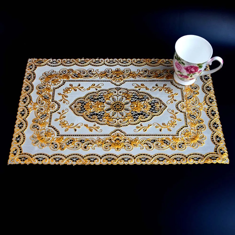 Gold Pvc Plastic Placemat Hot Table Place Mat Cloth Mug Drink Pad Cup ...