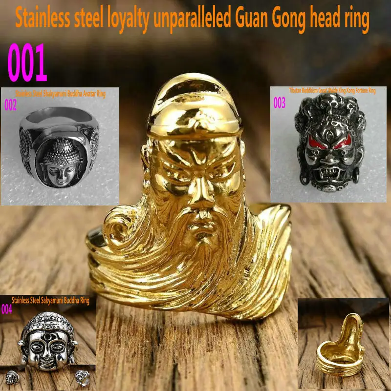 Men-s-stainless-steel-ring-Buddha-ring-Guan-Gong-Avatar-Ring-Buddhist ...