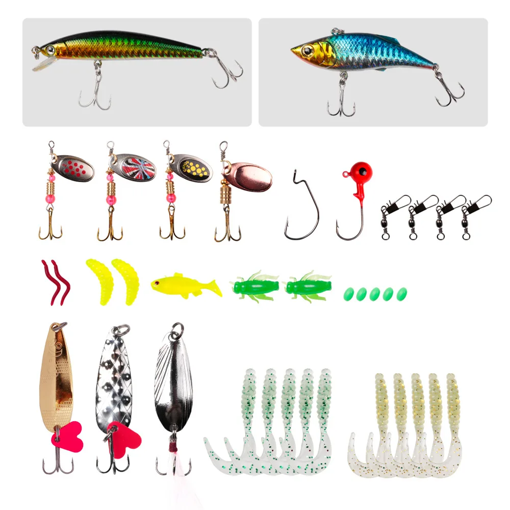 Kit de Señuelos de Pesca con manivela mixta Minnow VIB, cuchara, cebo ...