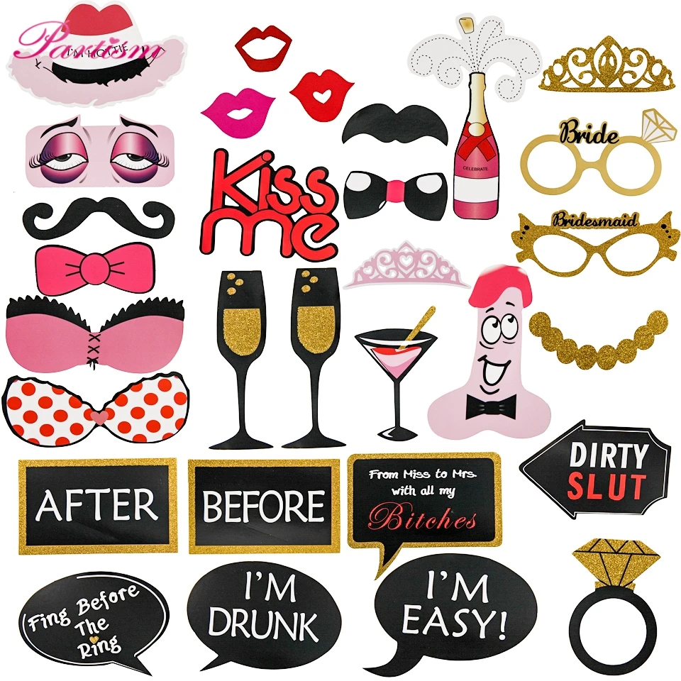 30PCS/Set Kiss Me Fun Photo Booth Props Wedding Party Decoration Photo ...