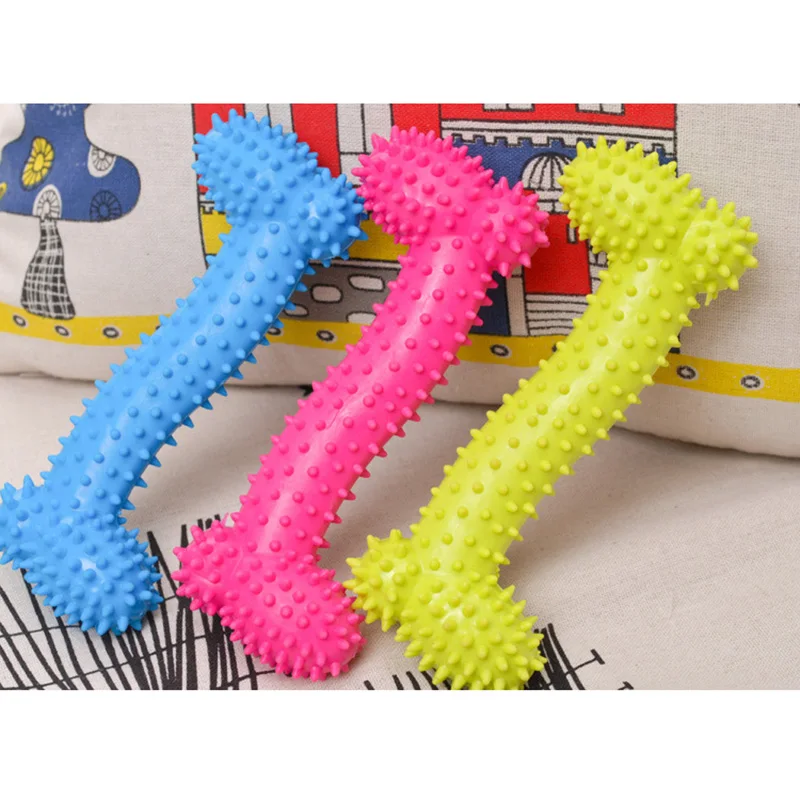 1pc Pet Dog Toys Cute Rubber Resistant Barbed Bones Bite Clean Teeth ...