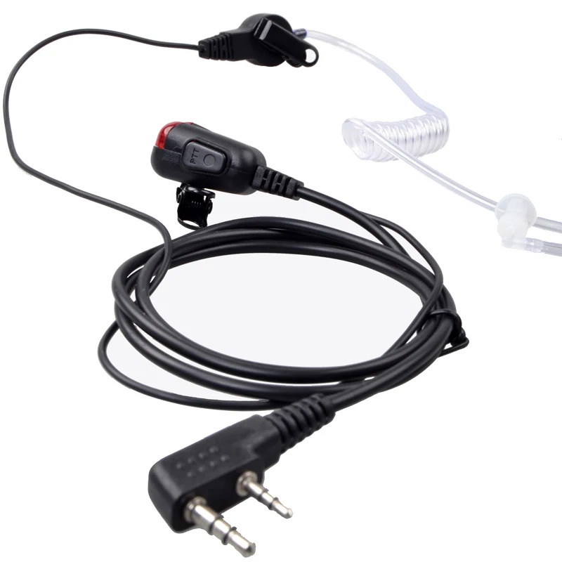 2 Pin With PTT Button Headset Mic Covert Acoustic Tube Earpiece ...