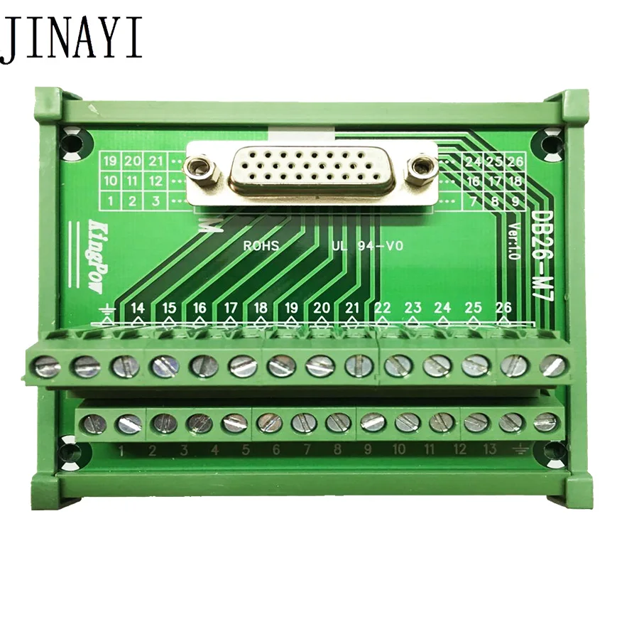 DB26-26-Pin-Male-Female-Adapter-PCB-Signals-Terminal-Breakout-DIN-Rail ...