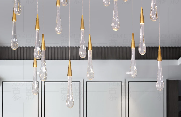 Креативный подвесной светильник в форме капель воды с кристаллами в европейском стиле роскошный