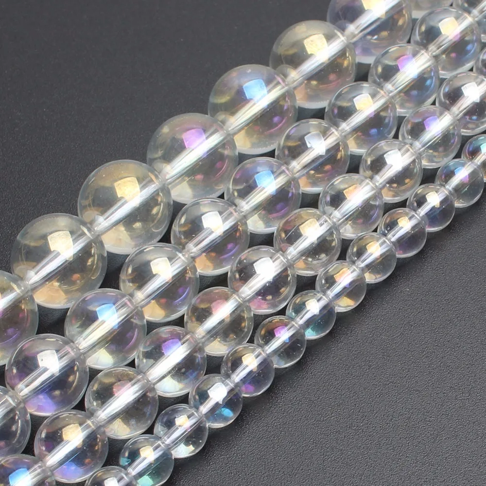 6/8/10/12mm AB clear crystal Glass Beads Loose Spacer Beads Round beads ...