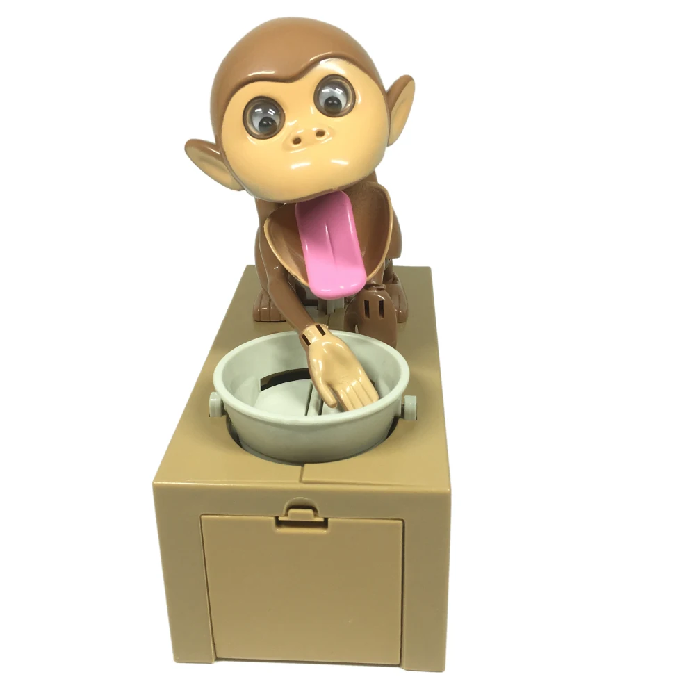 1Piece Choken Bako Robotic Automatic Money Box Coin Bank Greedy Monkey ...