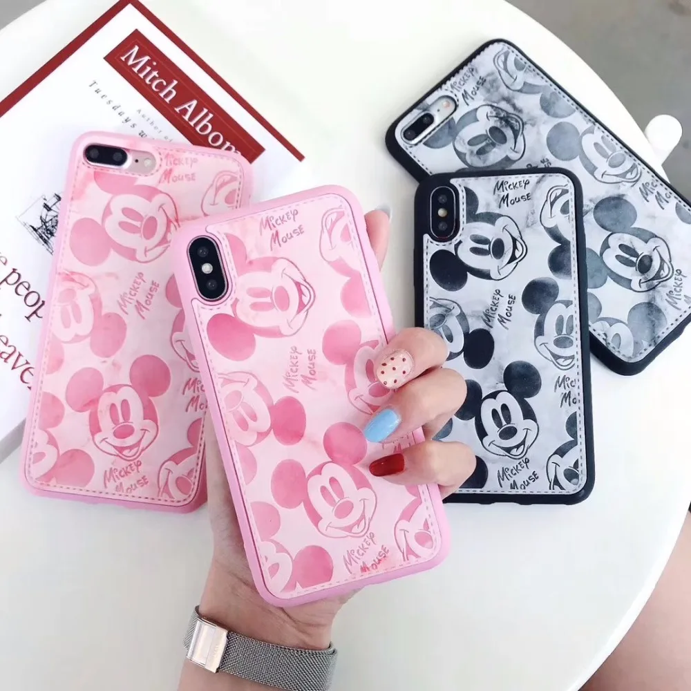Luxury PU Leather Cartoon Mickey Mouse Cases For iPhone 6 6S 8 Plus X ...