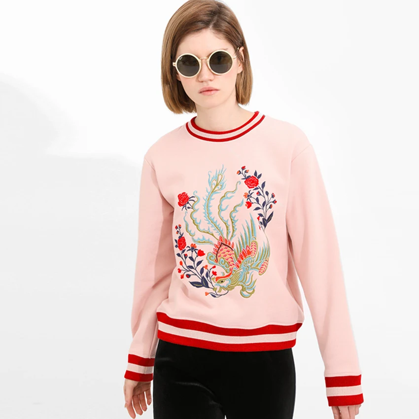 High Quality Spring Women Hoodies Sweatshirts Pink 2017 Long Sleeve O