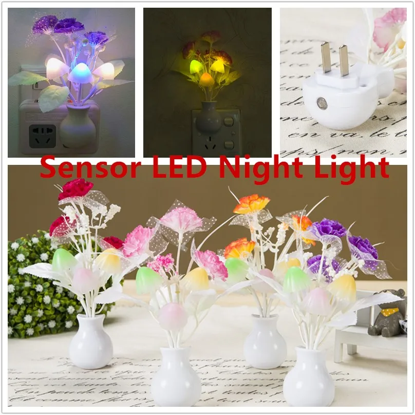 Colorful Sensor LED Baby Light Led Wall Light Mushroom Lilac Light Lamp ...
