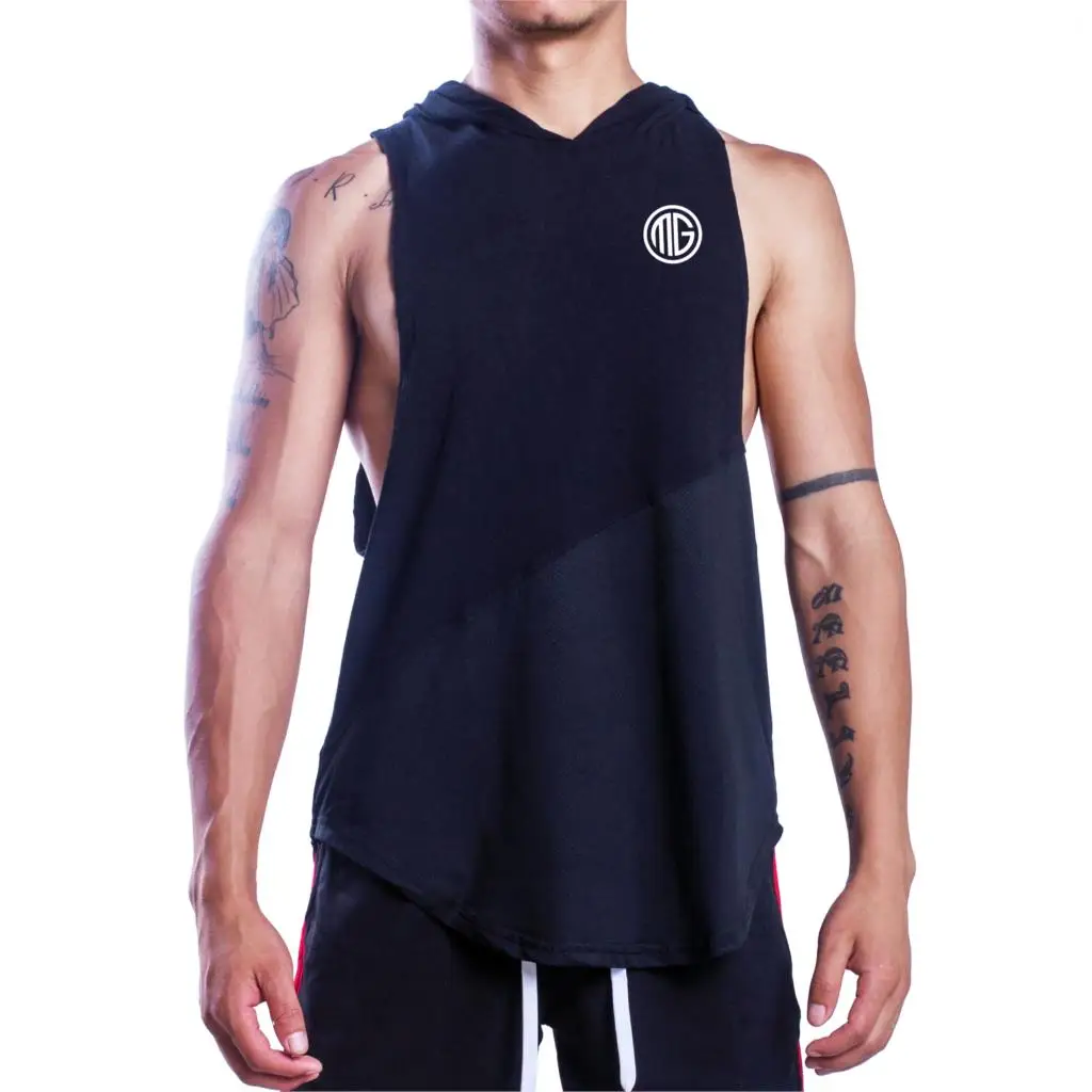 Gyms Clothing Fitness Men Tank Top With Hooded Mens Bodybuilding