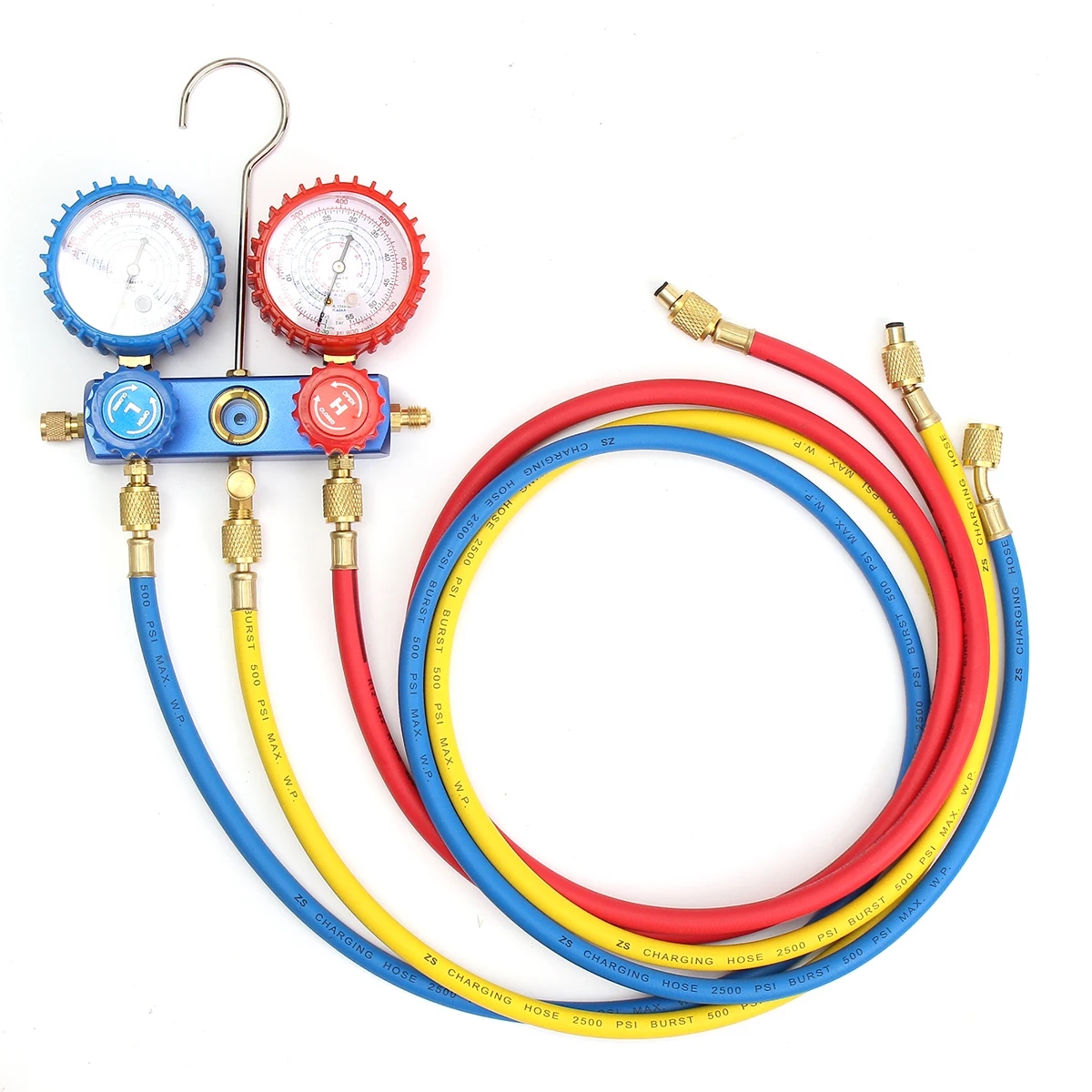 R134A HVAC A/C Refrigeration Kit AC Manifold Gauge 60" Hose Set Auto ...