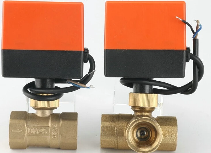 DN20 3/4" 220VAC Tee electric actuator valve,Cold&hot water/Water vapor ...