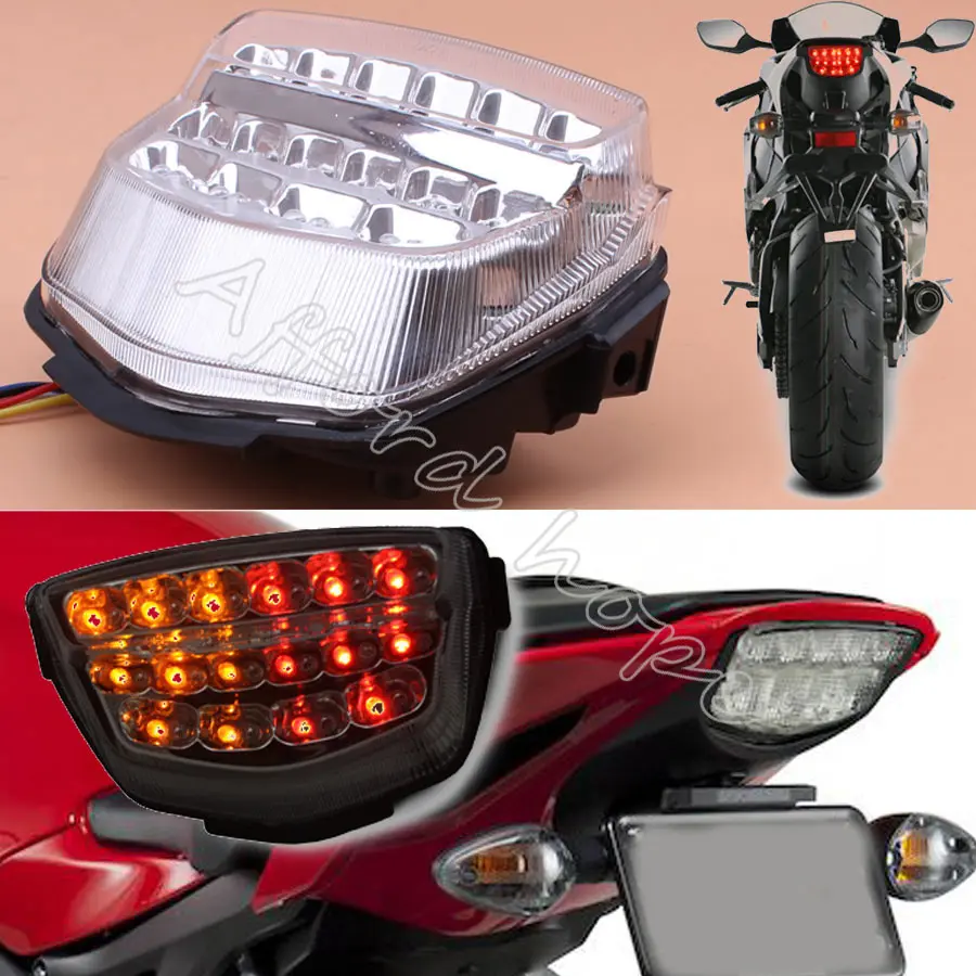 Motorcycle Clear Lens Integrated Led Rear Tail Stop Light + Turn ...