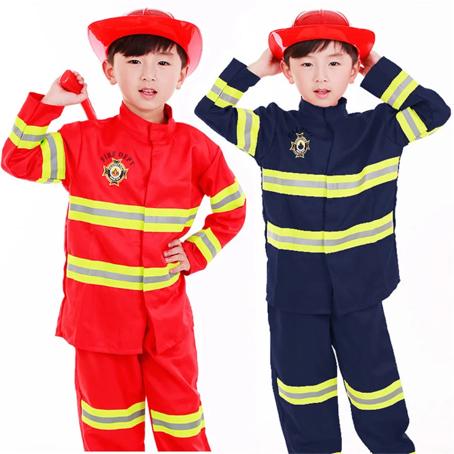 Kids Firefighter Costumes Children Halloween Fireman Roleplay Baby Boy ...