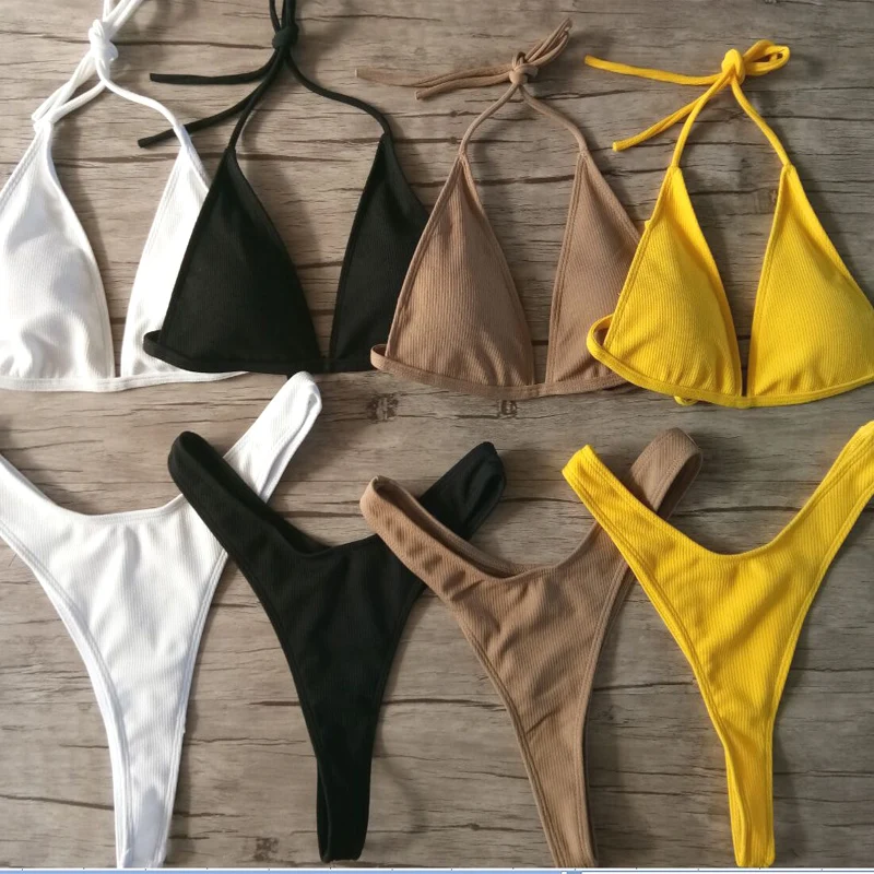 Brazilian Girls Swimming Suits Bikini Small Cup+ High Cut Style Beach ...