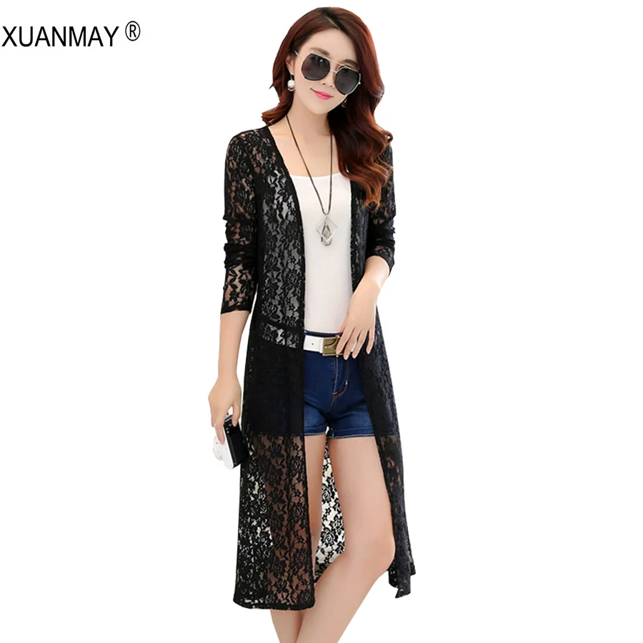 Aliexpress.com : Buy 2018 Spring Women's long Lace chiffon cardigan ...