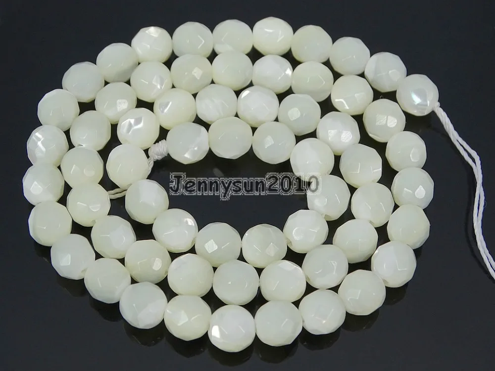 Natural White Mother Of Pearl MOP Stones 6mm Faceted Round Loose Beads ...
