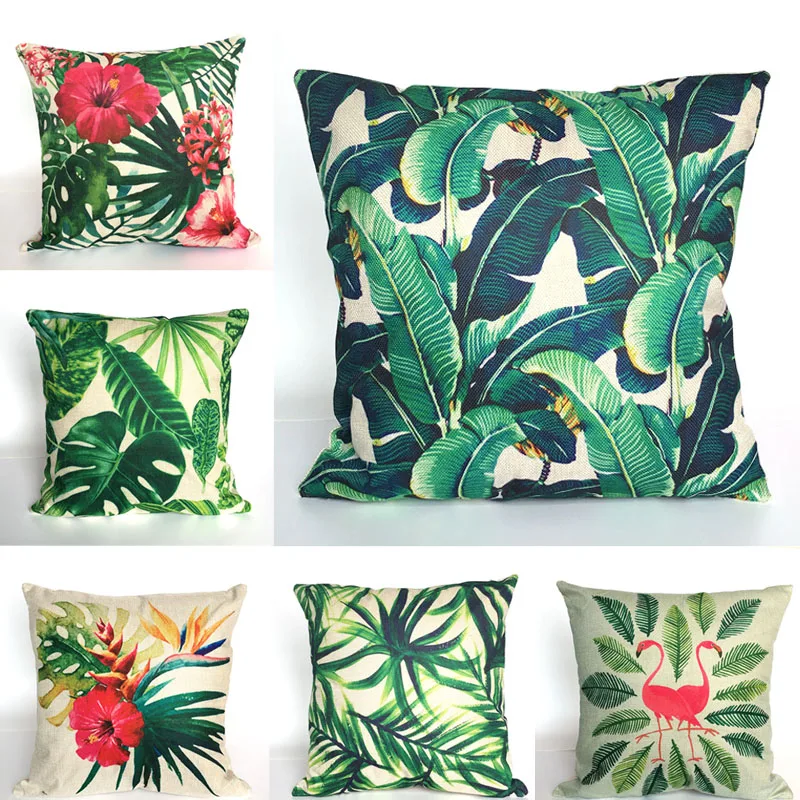 Plant Cushion Pillow Case Cover Decorative Pillows Covers Linen Cotton ...