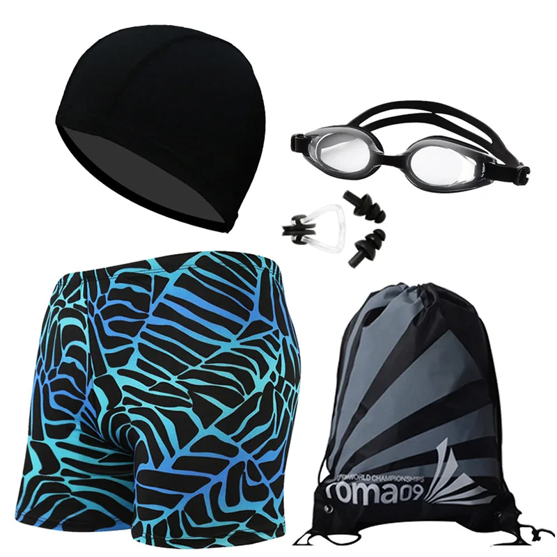 New Swimwear Set Men Breathable Swimming Trunks Mens 5PCS Sets Quick ...