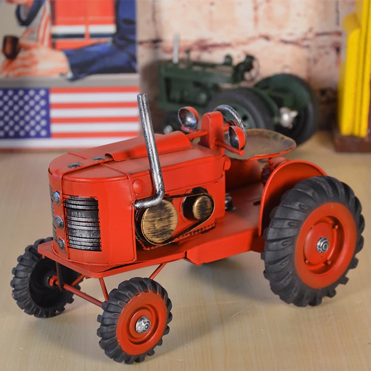 Red Classic Tinplate Handcraft Tractors Collection Showcase Craftwork ...