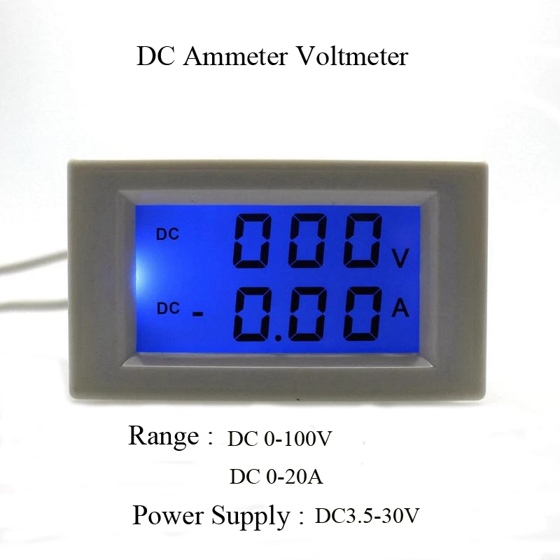 Dual Display DC Voltage and Current Meter Voltmeter Ammeter Range DC 0 ...