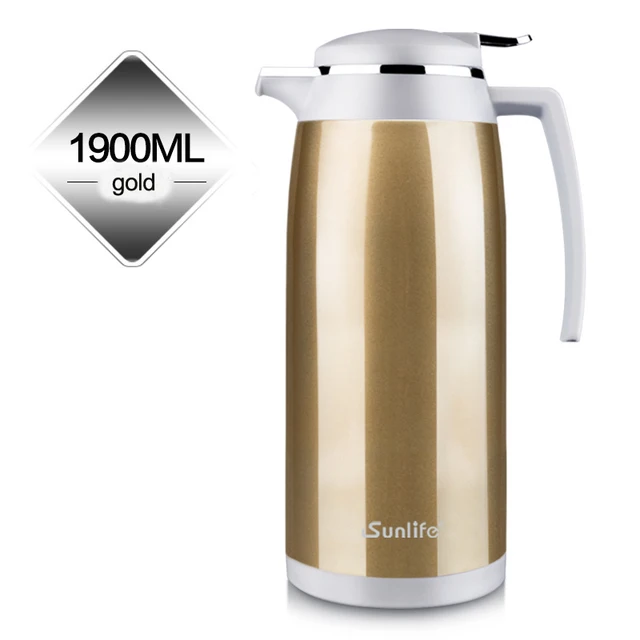 Daydays 1900ml Stainless Steel Thermos Flask Glass Bulb Teapot Thermo Jug Heat Water Kettle