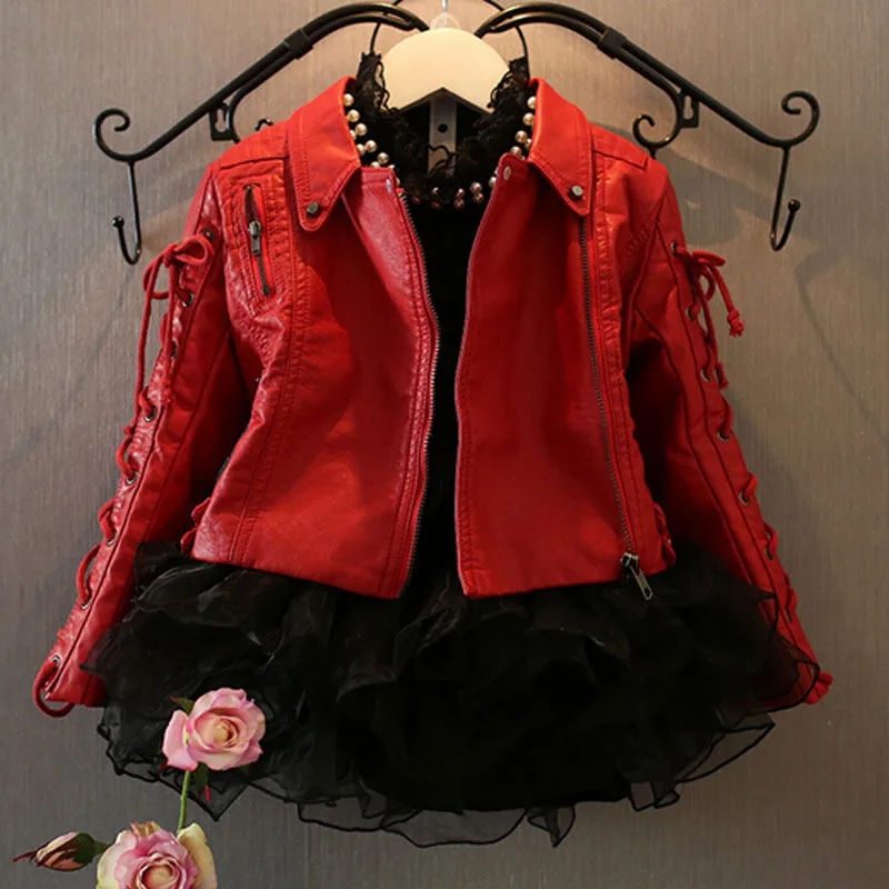 Kids Leather Jackets Girls Long Sleeve Autumn Winter Jacket Girl's Cool ...