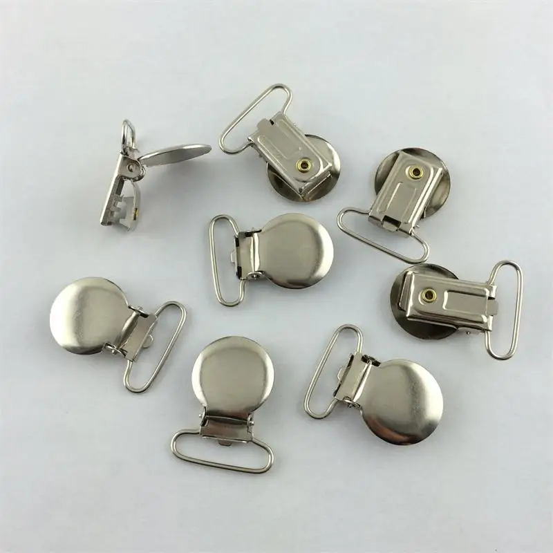 30 pcs/lot 1'' 2.5cm Silver Metal Round cover Suspender Clip Webbing ...