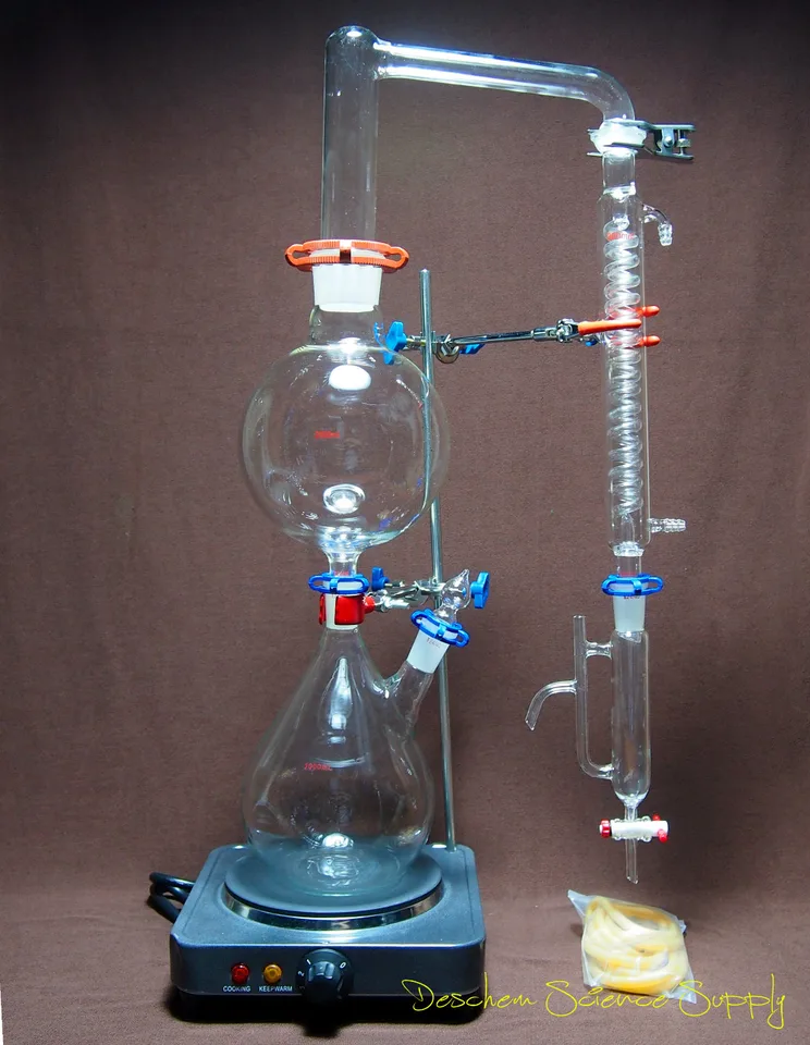 500ml Essential Oil Separator Lab Glass Distillation Kit Steam Water ...
