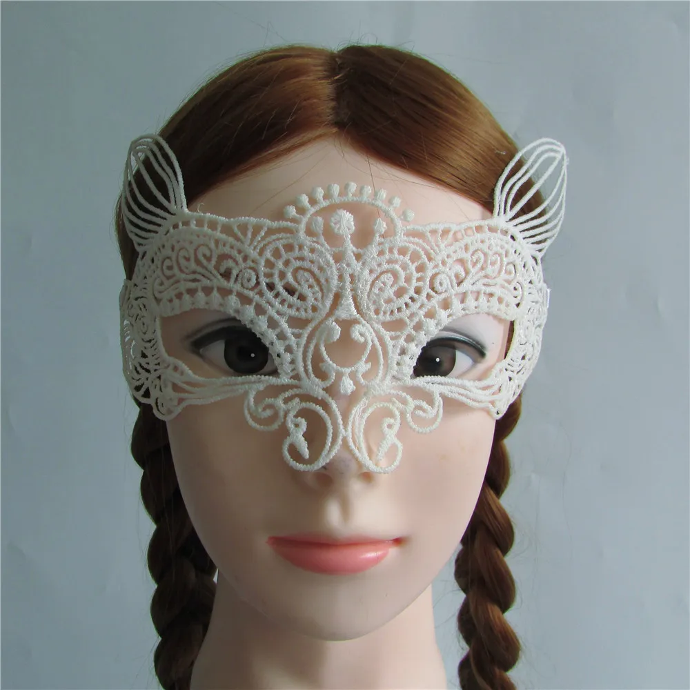 New-Arrive-Beautiful-Girl-white-Lace-Half-Face-Mask-Masquerade-Party ...