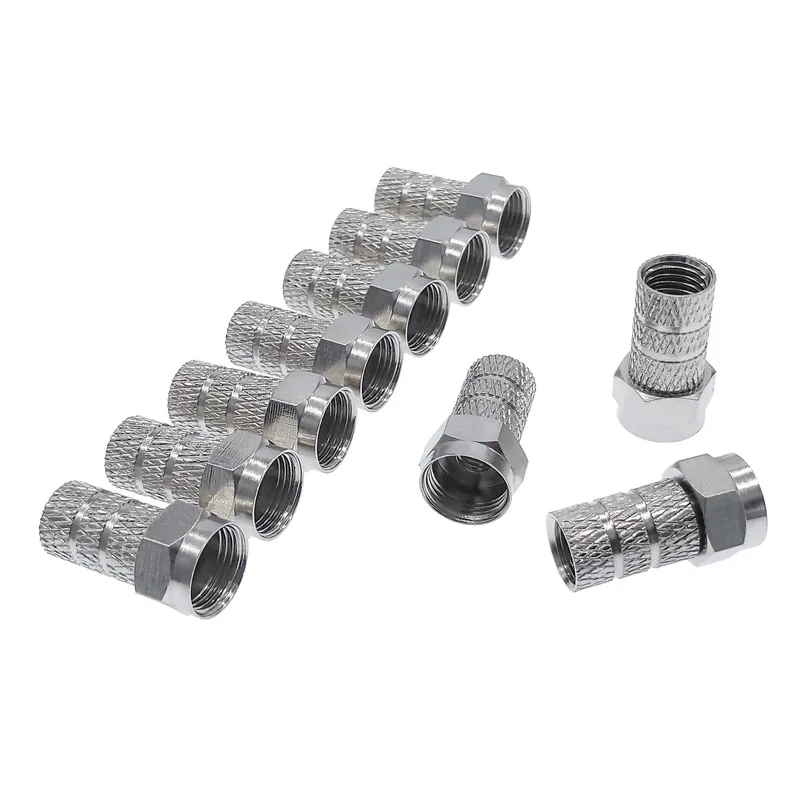10 Pcs F connector 75-5 F type coaxial cable connector plugs brass ...