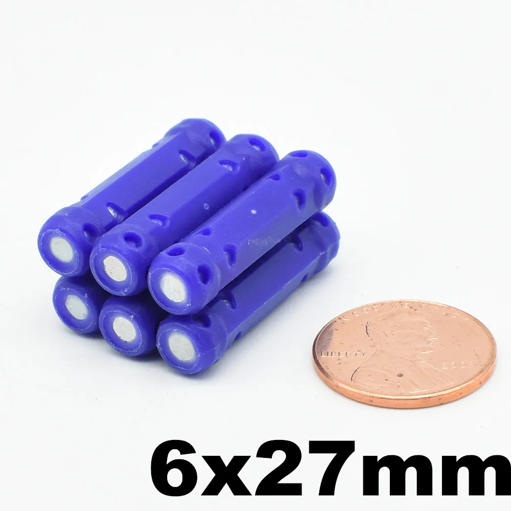 10pcs 6x27 Strong Magnet Cylinder Blue NdFeB Building Magnetic Stick 4 ...