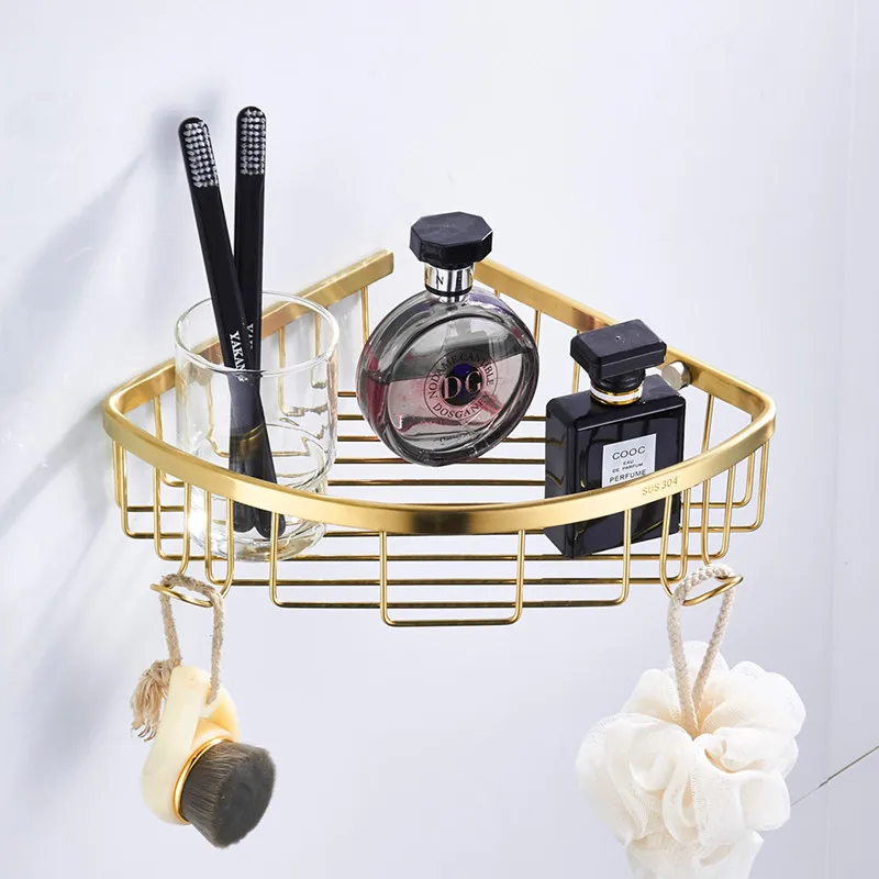 Bathroom-Shelf-Golden-Stainless-Steel-Wall-Mount-Triangular-Shampoo ...
