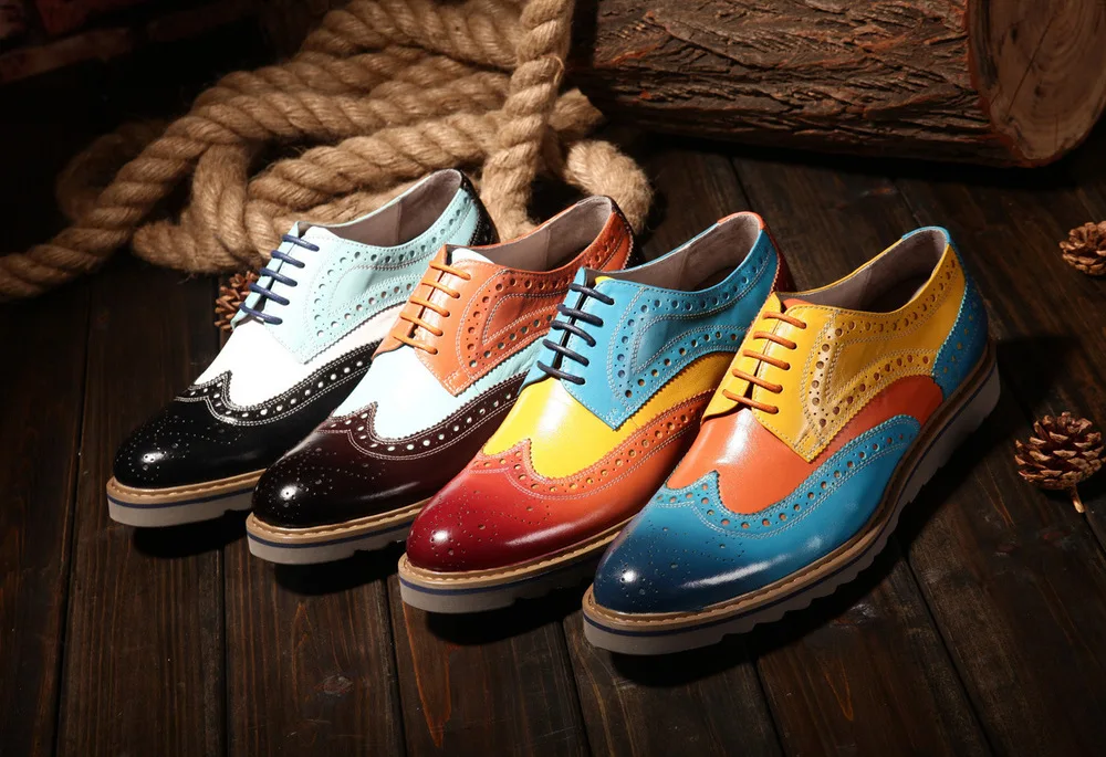 Luxury 4 Color men shoes brogues shoes genuine leather color leather ...