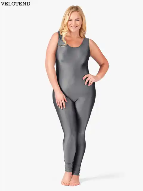 Women's Lycra Spandex Plus Size Scoop Neck Tank Unitard One Piece Full ...