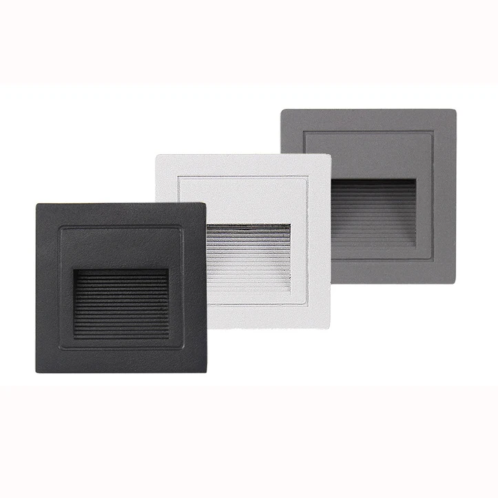 3 w parede de canto lâmpada alumínio led footlight incorporado 86x86mm ...