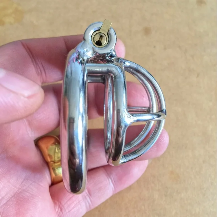 Short Cage Male Chastity Penis Lock Ball Stretcher Stainless Steel Ball Stretcher Sex Ring For
