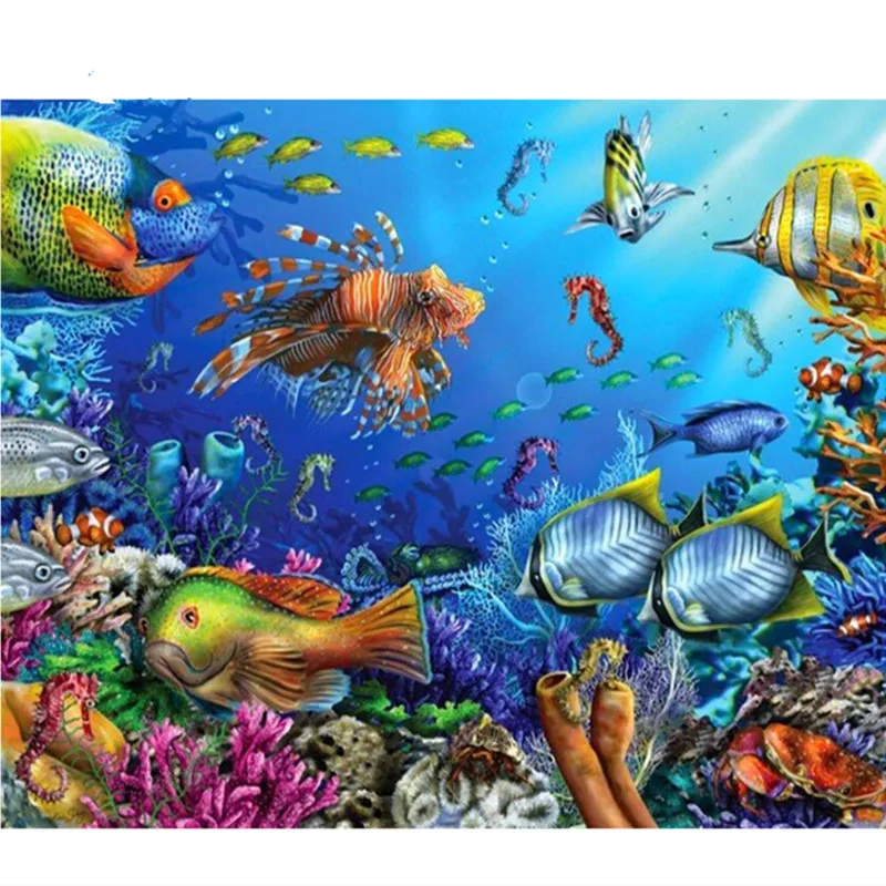 3D DIY Diamond Painting Living Room Diy Craft Home Decor Fish&shark ...