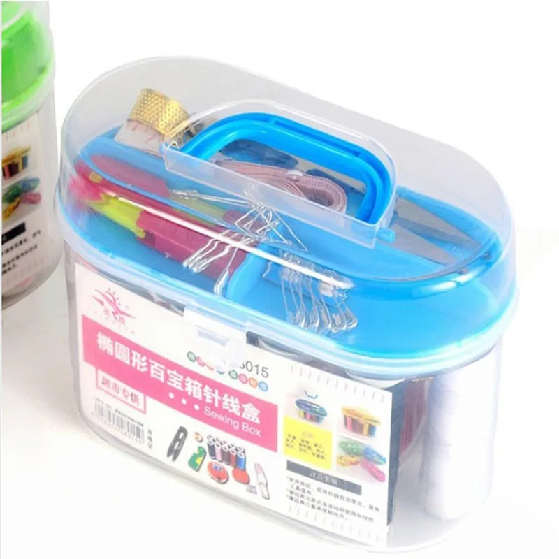 Double Portable Family Sewing Kit Sew Home Tools Needles Scissors ...
